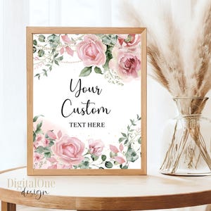 Custom Sign Template, Blush Pink Floral & Pearls, Elegant Decor ...