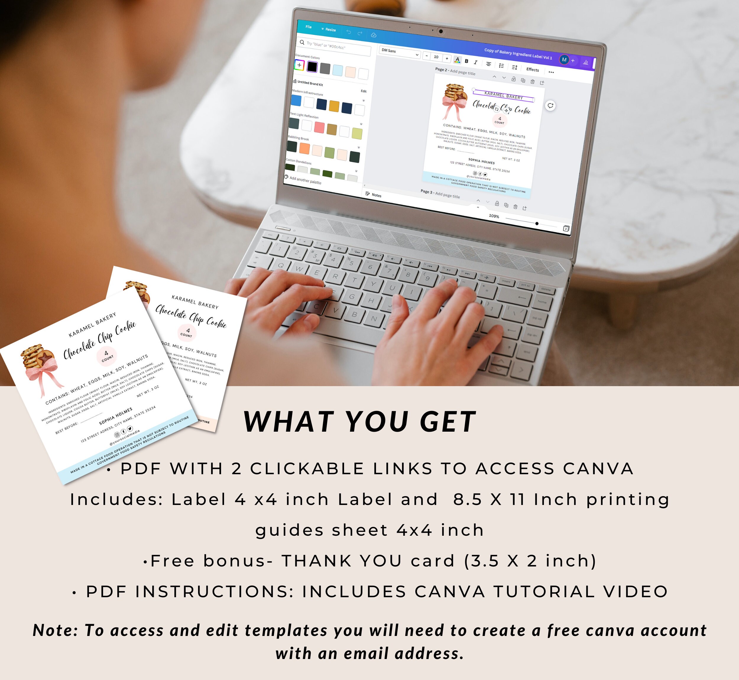 Editable Cottage Law Label Template, Ingredient Labels, Bakery Labels ...