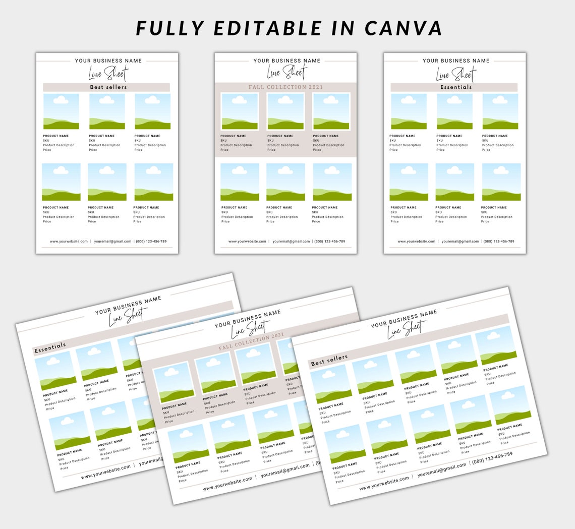 Modern Line Sheet Template, Retail Product Sheet, Price List Template ...