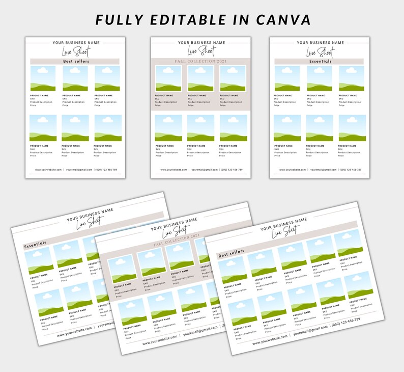 Modern Line Sheet Template, Retail Product Sheet, Price List Template ...