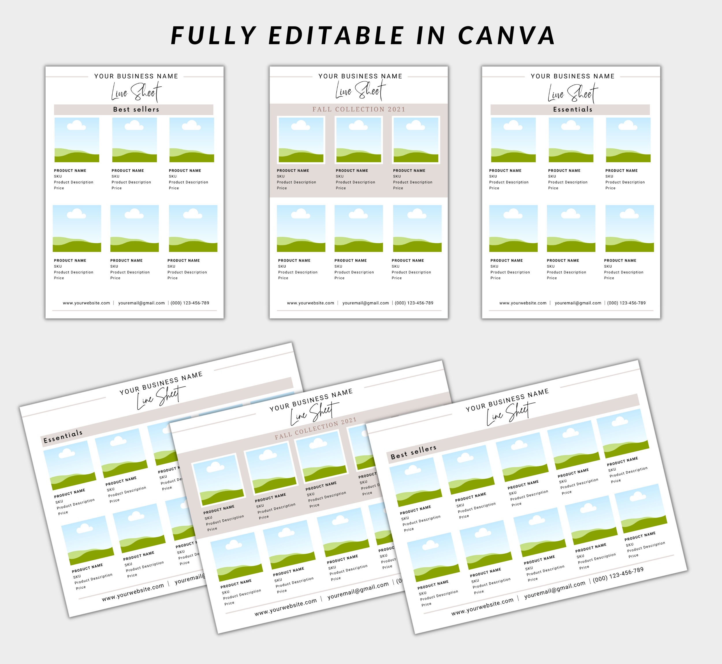 Modern Line Sheet Template, Retail Product Sheet, Price List Template ...
