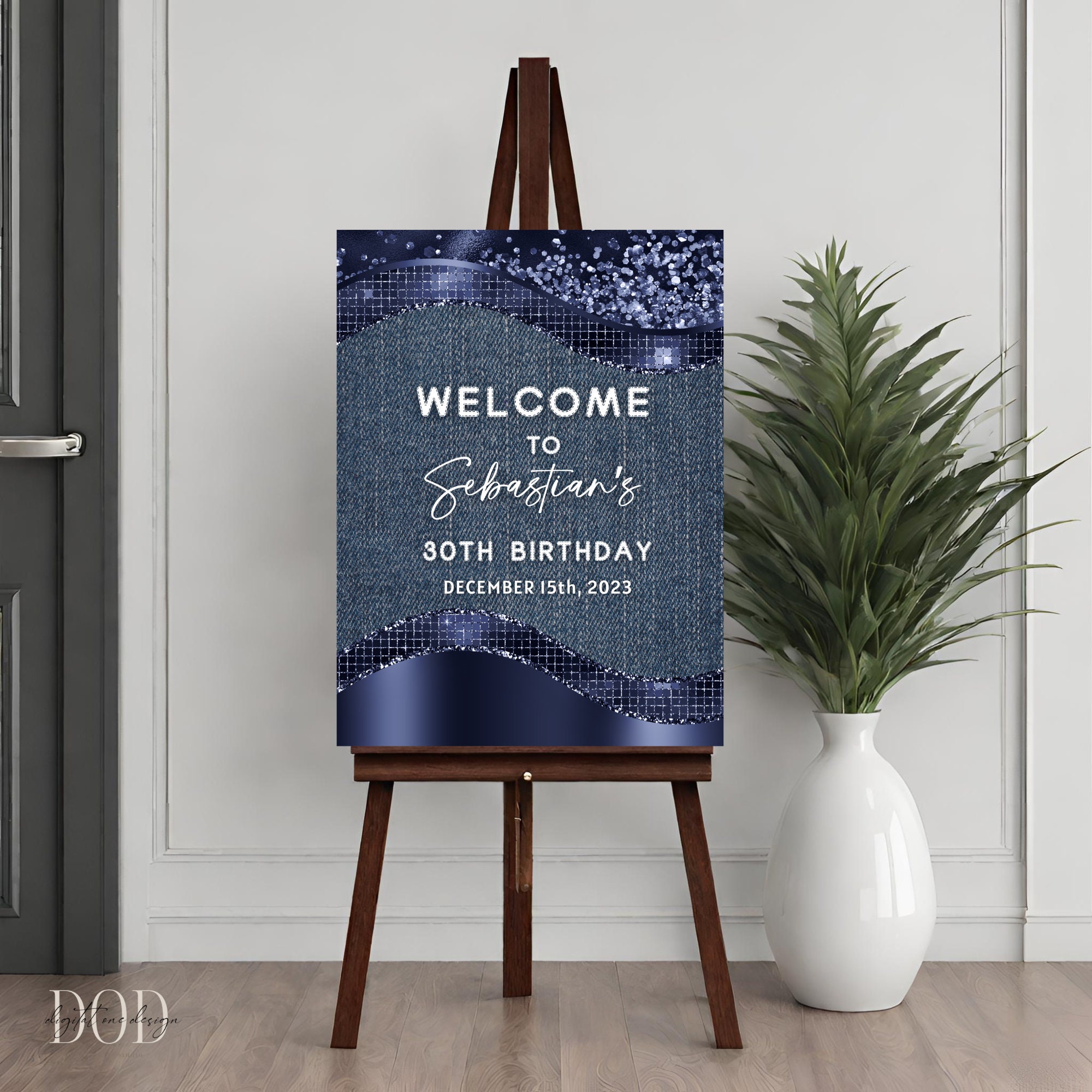 Denim Cards and Gifts Printable Sign 8x10 Sign Glitter Navy - Etsy