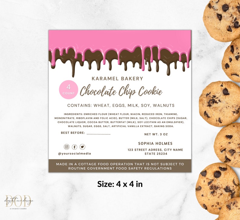 Cottage Law Food Label for Home Baking, Editable Cookie Ingredient ...