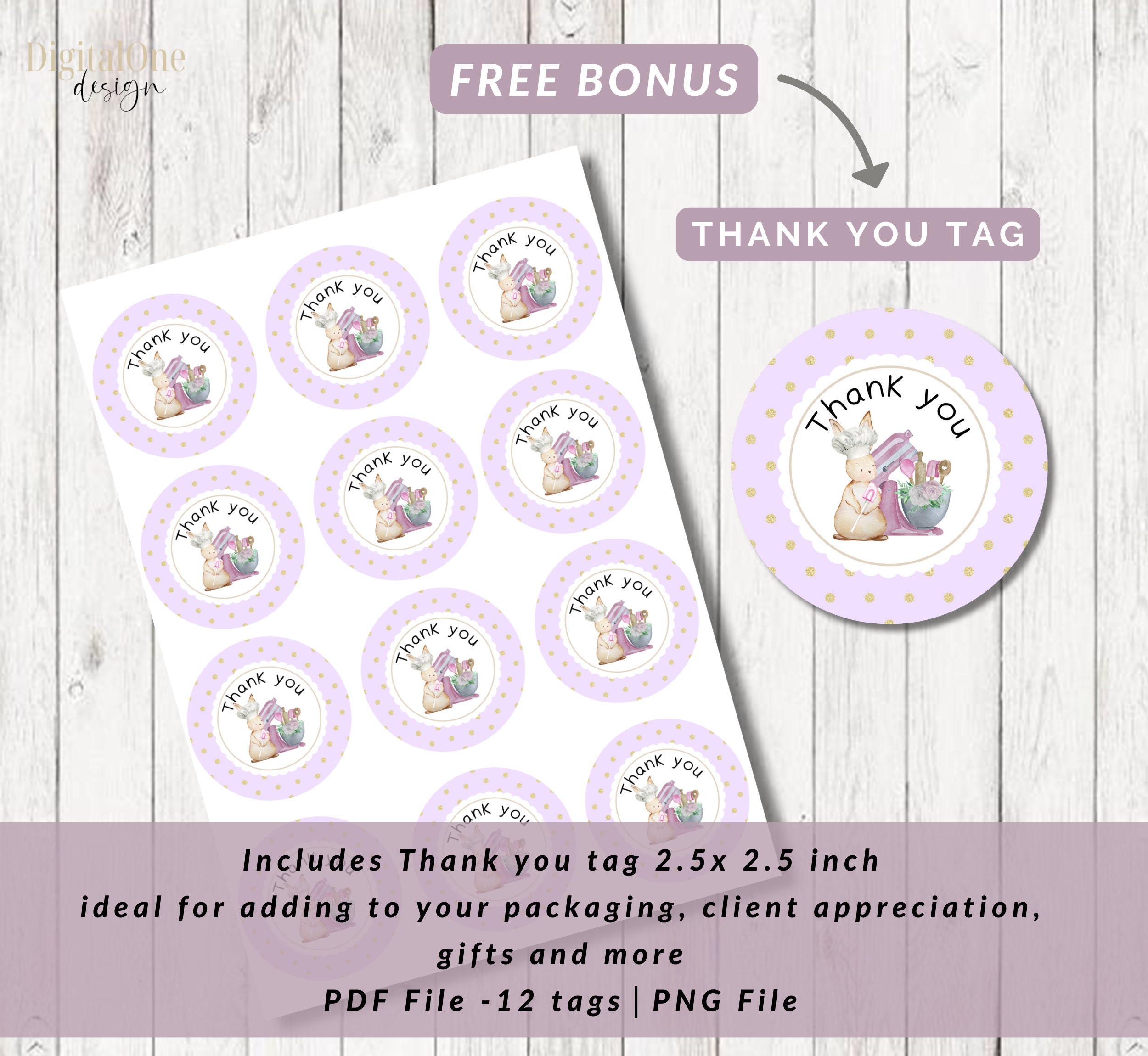 Editable Cottage Law Labels Template, Bunny Chef & Mixer Design ...