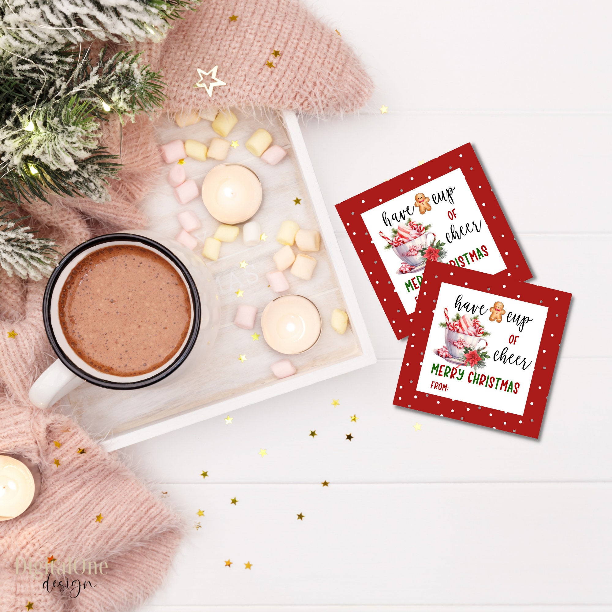 Printable Have a Cup of Cheer Tag, Christmas Favor Gift Tag, Holiday ...