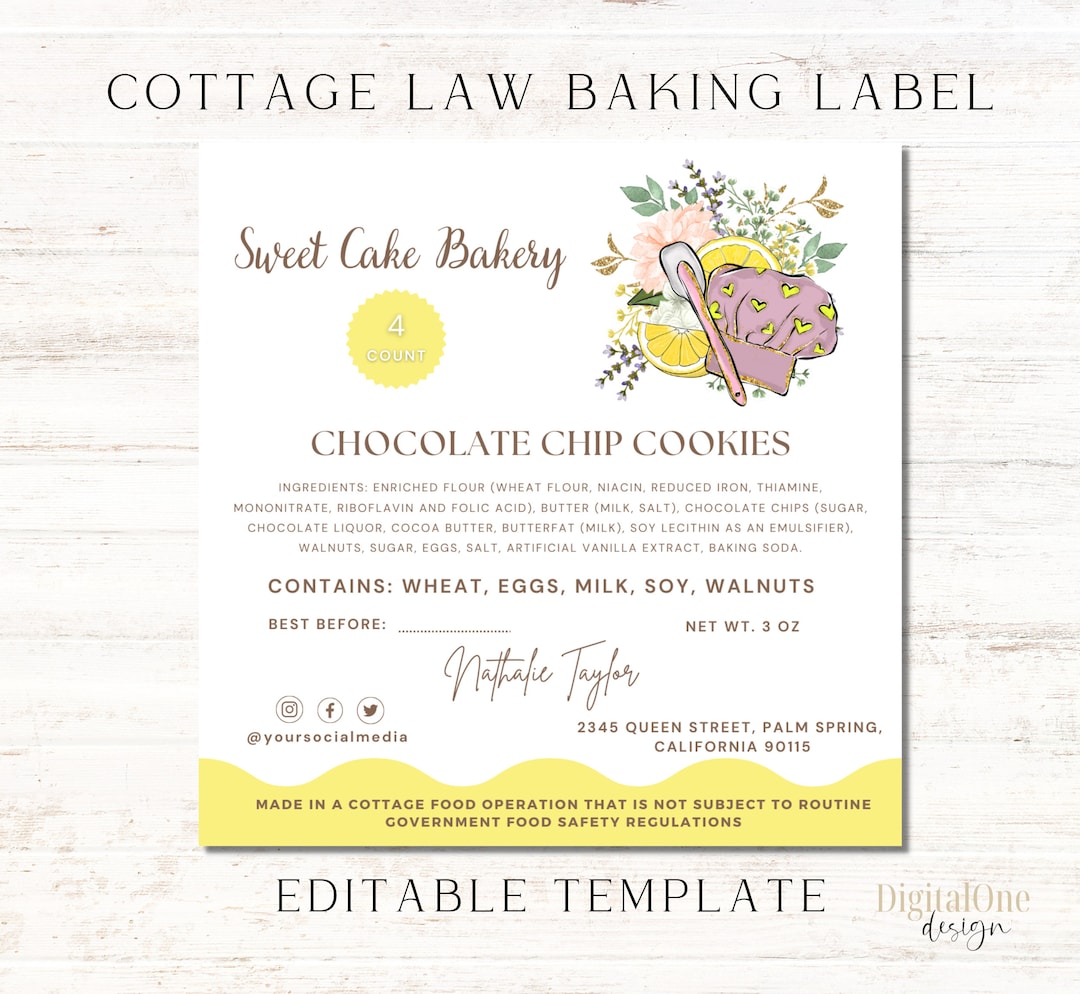 Editable Cottage Law Labels Template, Cottage Food Labels, Ingredients ...