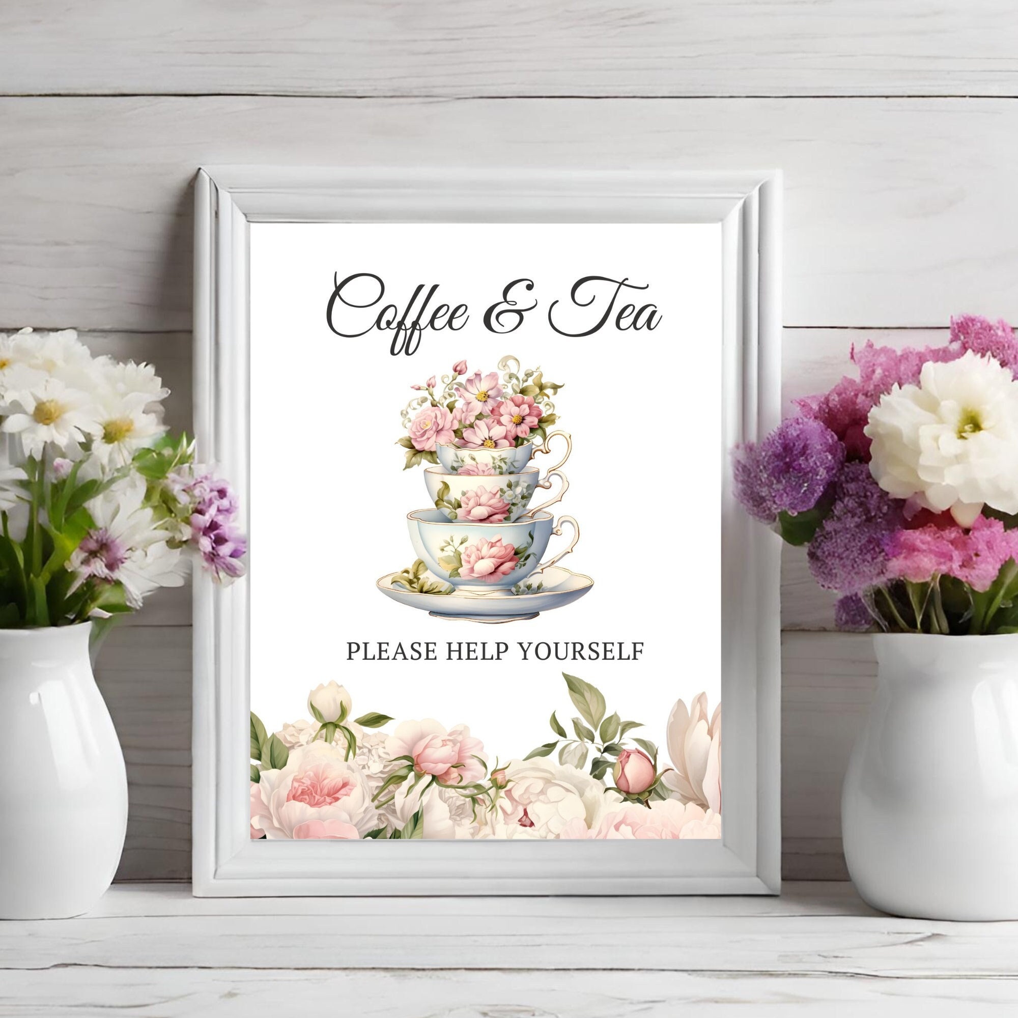 Elegant Printable Coffee and Tea Sign, Instant Download, Table Decor ...