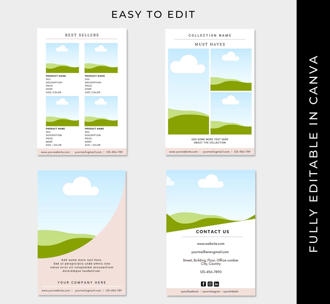 Wholesale Line Sheet, Catalog Template, Line Sheet for Products, Modern ...