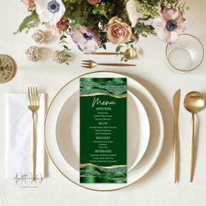 Green and Gold Menu Card Template, Editable Birthday Dinner Menu ...