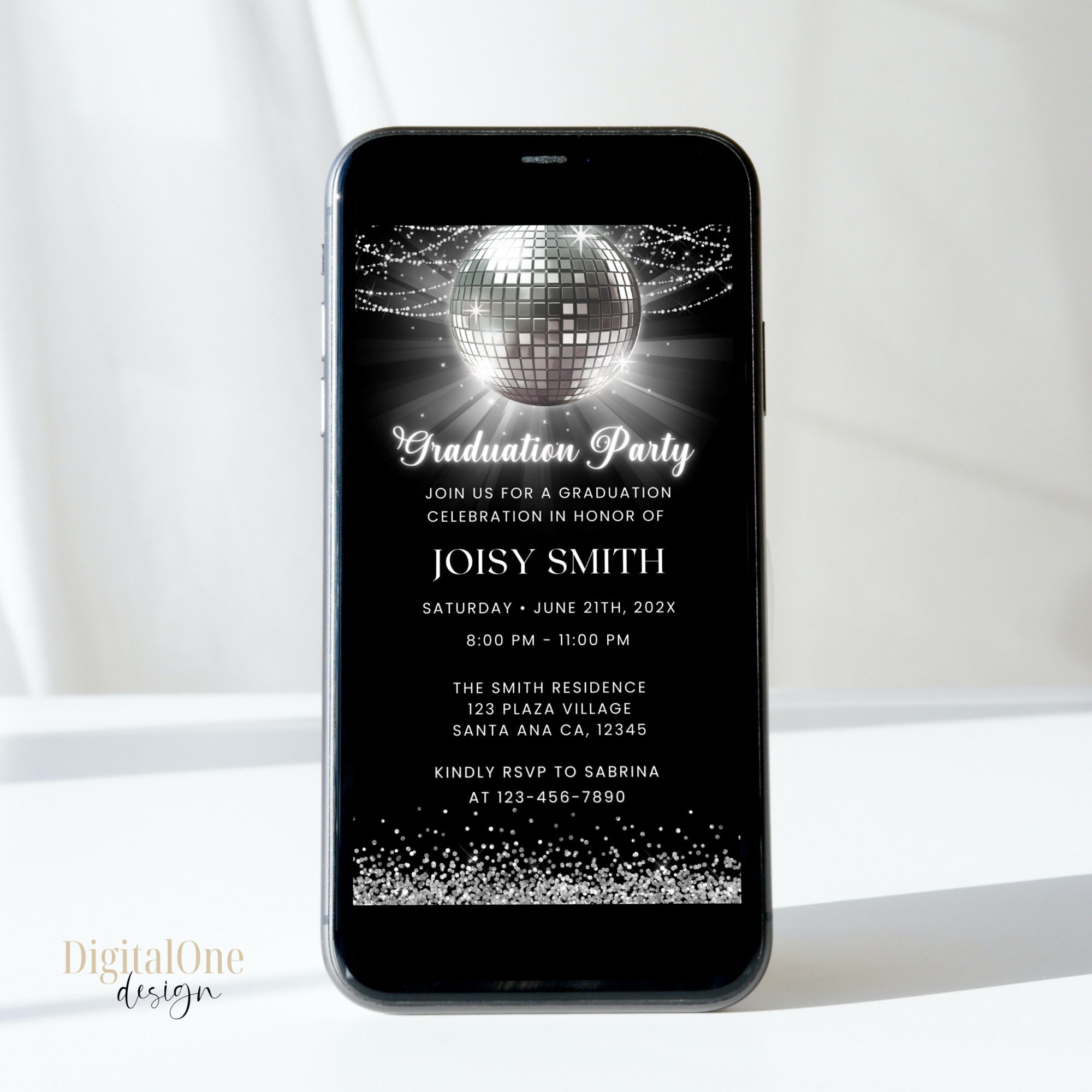 Disco Ball Graduation Party Invitation, Disco Ball Party Invitation ...