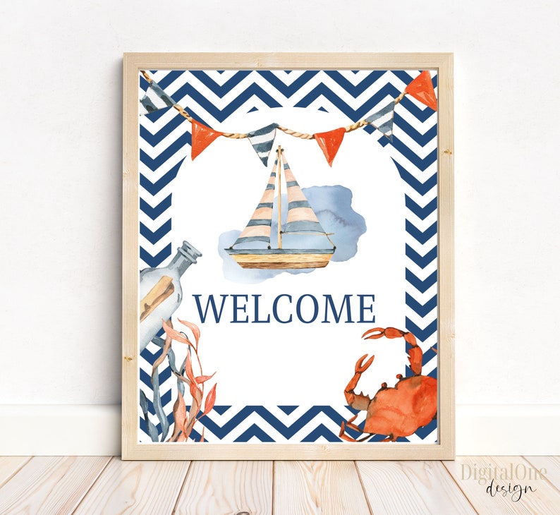Nautical Welcome Printable Sign Nautical Baby Shower - Etsy