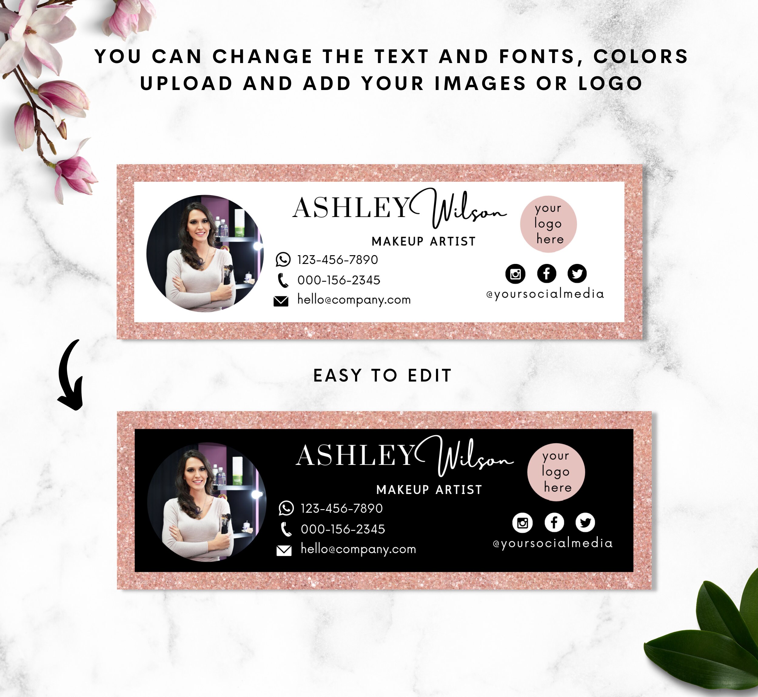 Email Signature Template Logo Glitter Email Signature Email - Etsy
