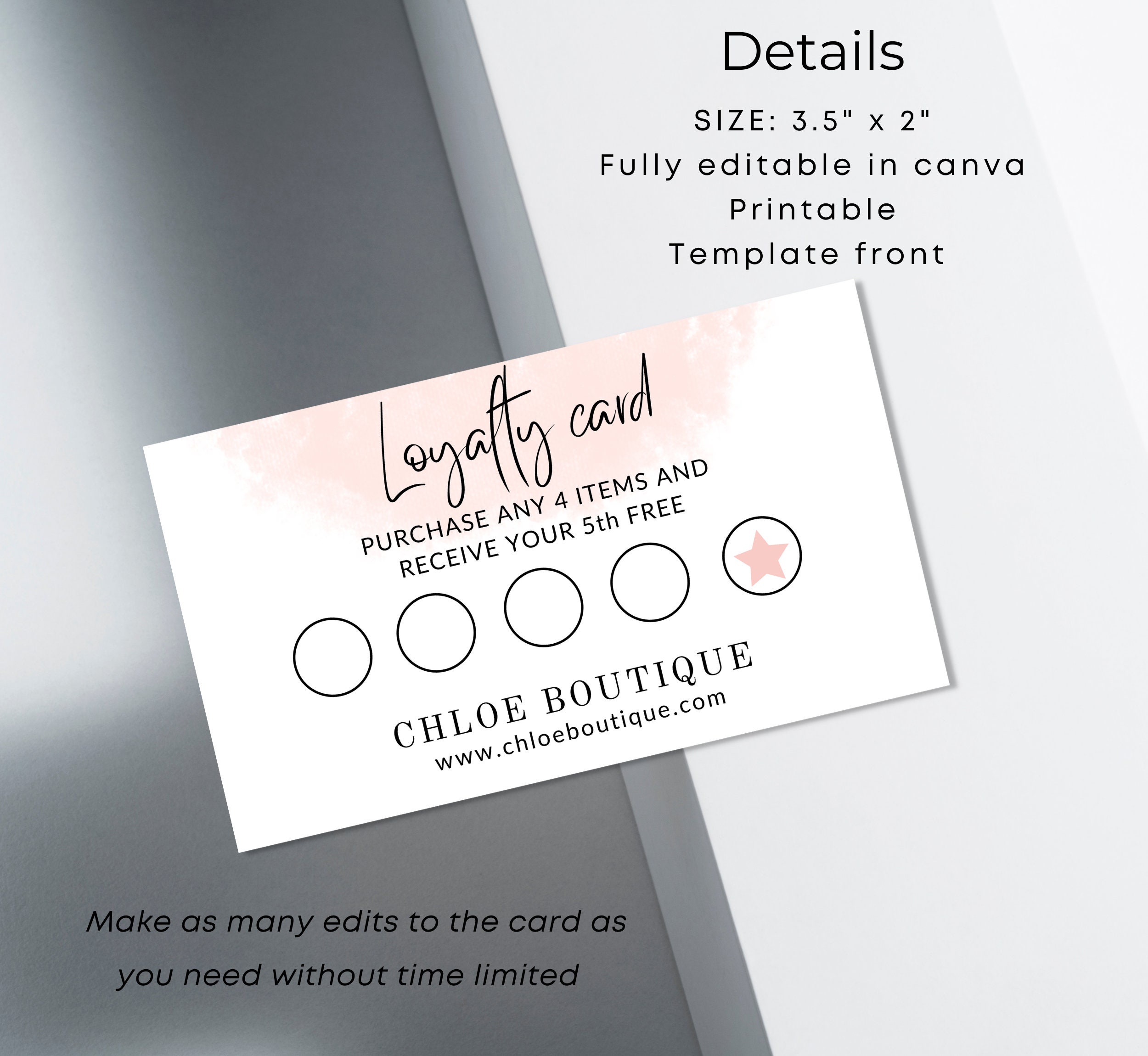 Beauty Loyalty Card Template, DIY Reward Cards, Punch Loyalty Card ...