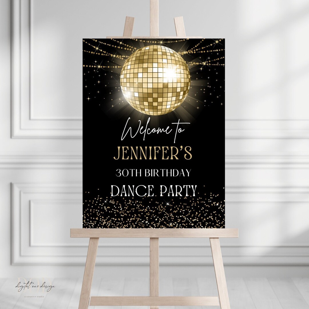 Disco Ball Welcome Sign, Gold Disco Ball Theme, 70s Retro Disco Party ...