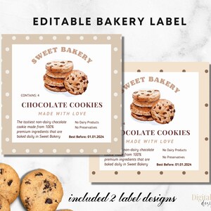 Editable Bakery Label Tamplete, Homemade Cookies Label, Custom Home ...