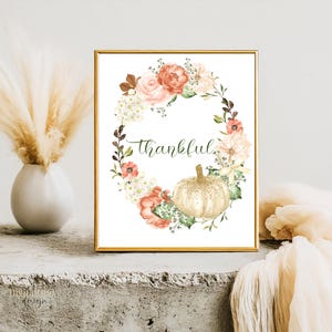 Thankful Sign, Thanksgiving Decor Sign, Instant Download, Fall Decor ...