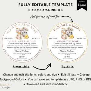 Editable Circle Label Template, Round Cottage Law Label, Floral Mixer ...
