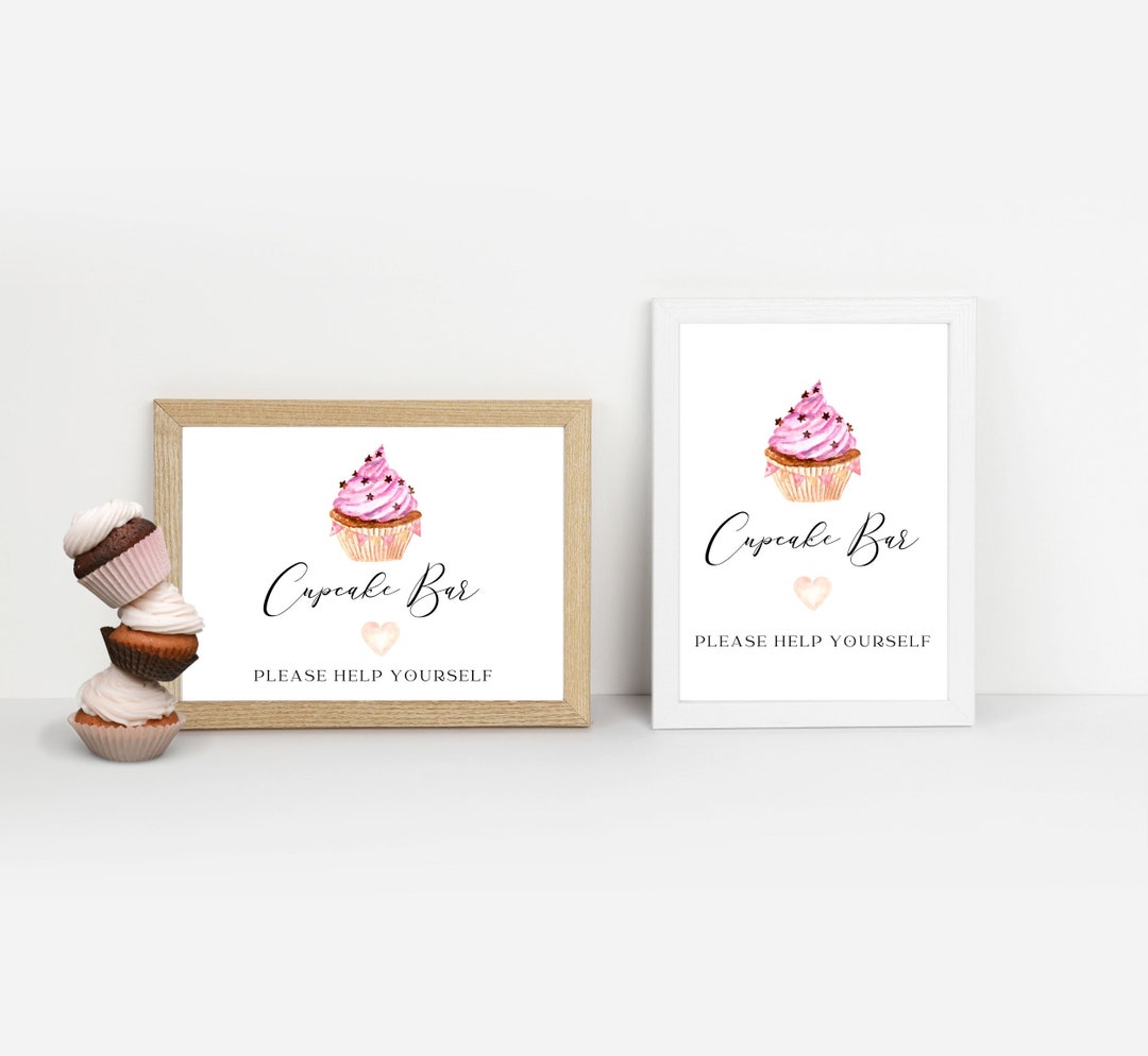 Instant Download Cupcake Bar Sign, Cupcake Table Sign, Printable ...