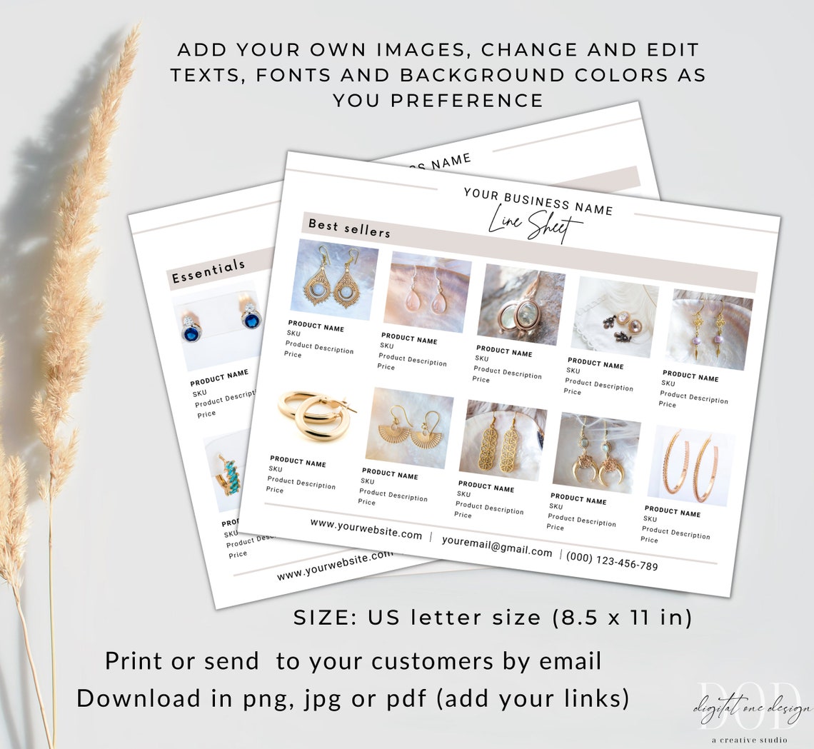 Modern Line Sheet Template, Retail Product Sheet, Price List Template ...
