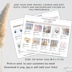 Modern Line Sheet Template, Retail Product Sheet, Price List Template ...