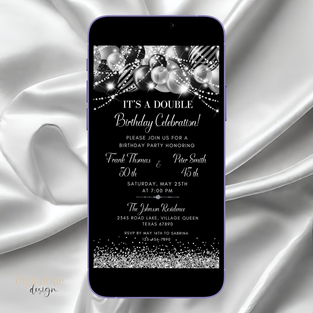 Double Birthday Celebration Invitation, Adult Joint Birthday Invite ...