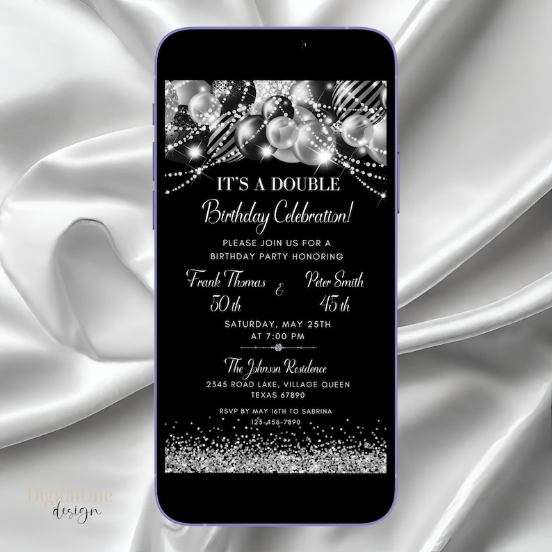 Double Birthday Celebration Invitation, Adult Joint Birthday Invite ...