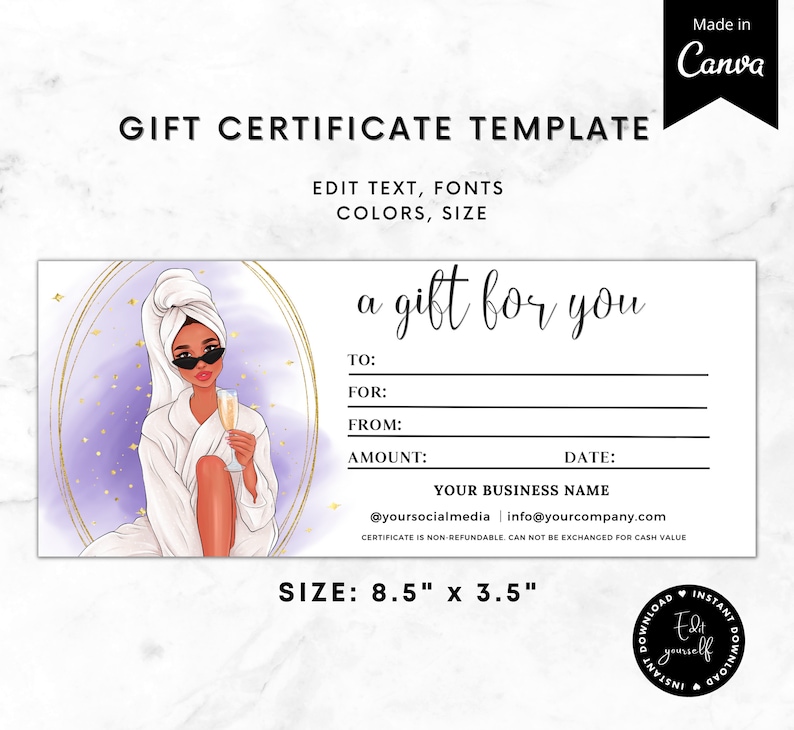 Luxury Spa Day Gift Voucher Spa Gift Certificate Template - Etsy