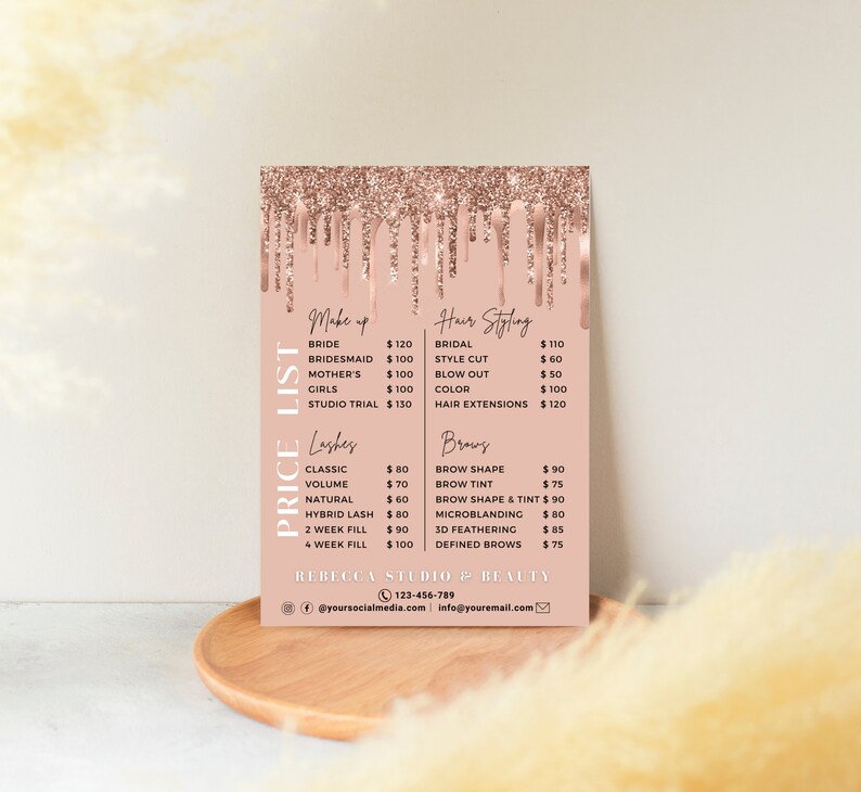 Beauty Price List Template Editable Makeup Artist Price List - Etsy