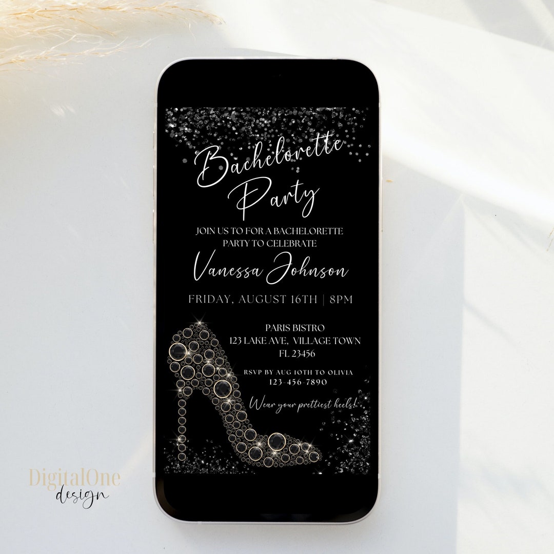 Editable Bachelorette Party Invitation Digital, Elegant High Heel With ...
