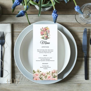 Elegant Blush Pink Floral Menu Template, Roses Tea Party Menu, Garden ...