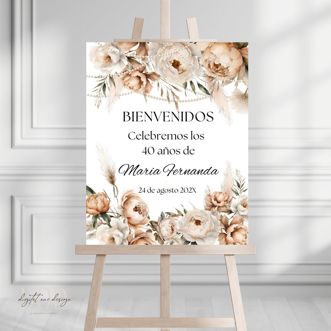Spanish Boho Floral Welcome Sign, Rustic Boho Floral and Pearls, Boho ...