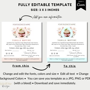 Cottage Law Baking Label Template, Editable Bakery Label for Sweet ...