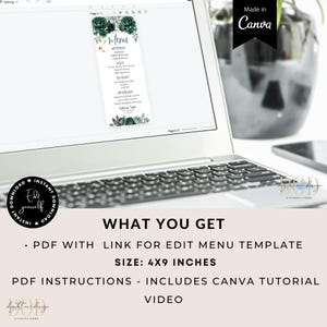 Emerald Green Floral Menu Card Template, Elegant Dinner Menu Card ...