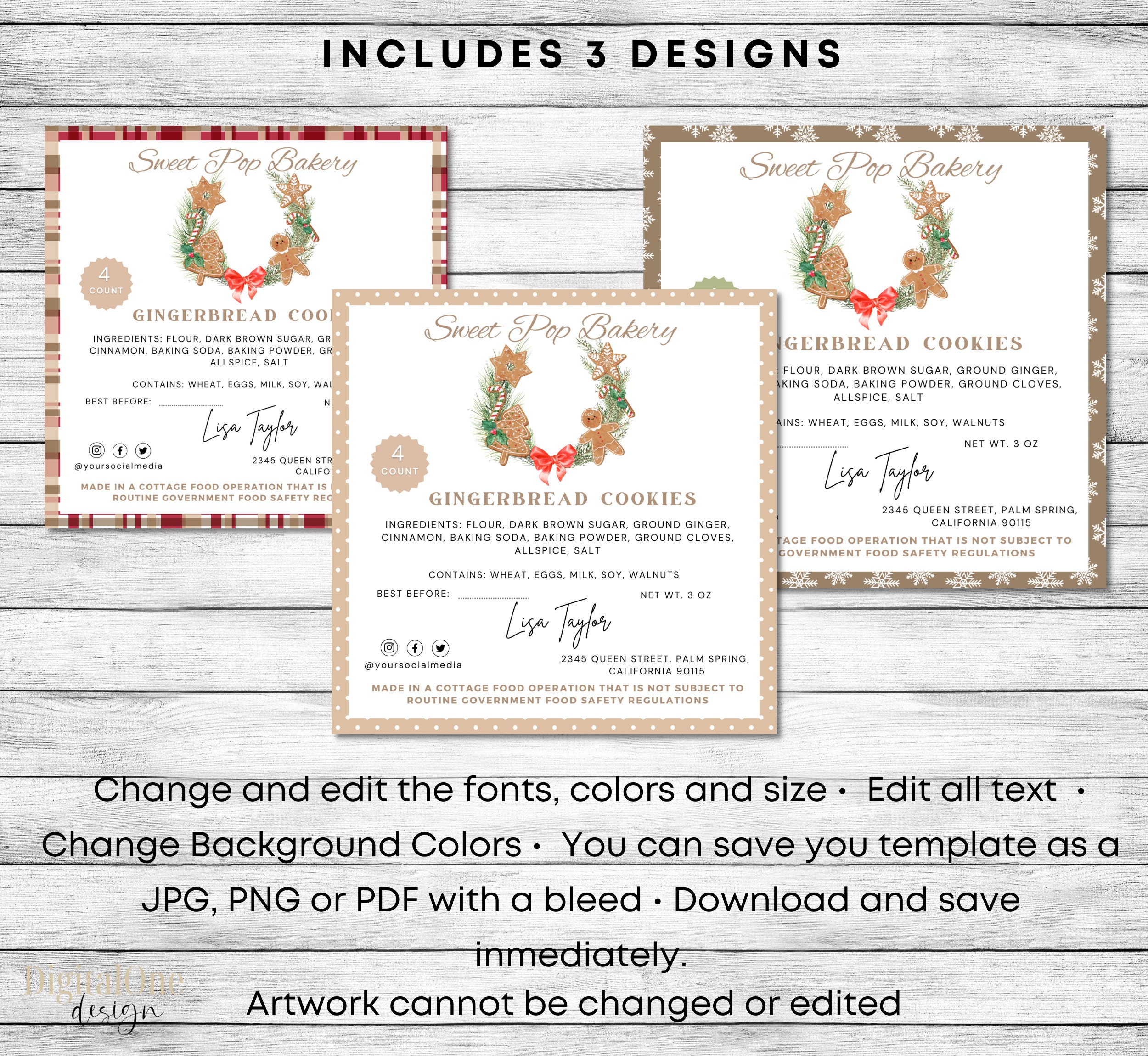 Gingerbread Cookies Cottage Law Label, Christmas Cookies Label, INSTANT ...