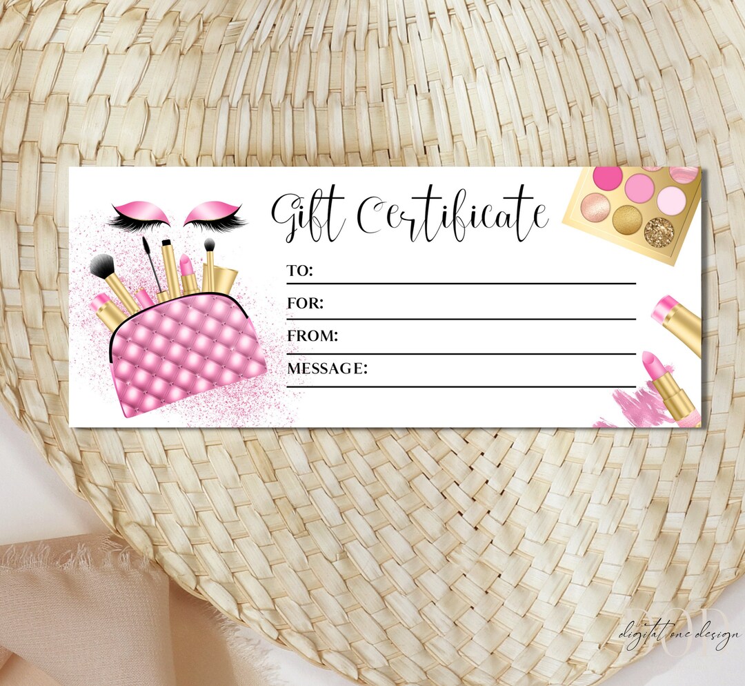 Editable Makeup Gift Certificate, Salon Gift Voucher, Luxury Cosmetics ...