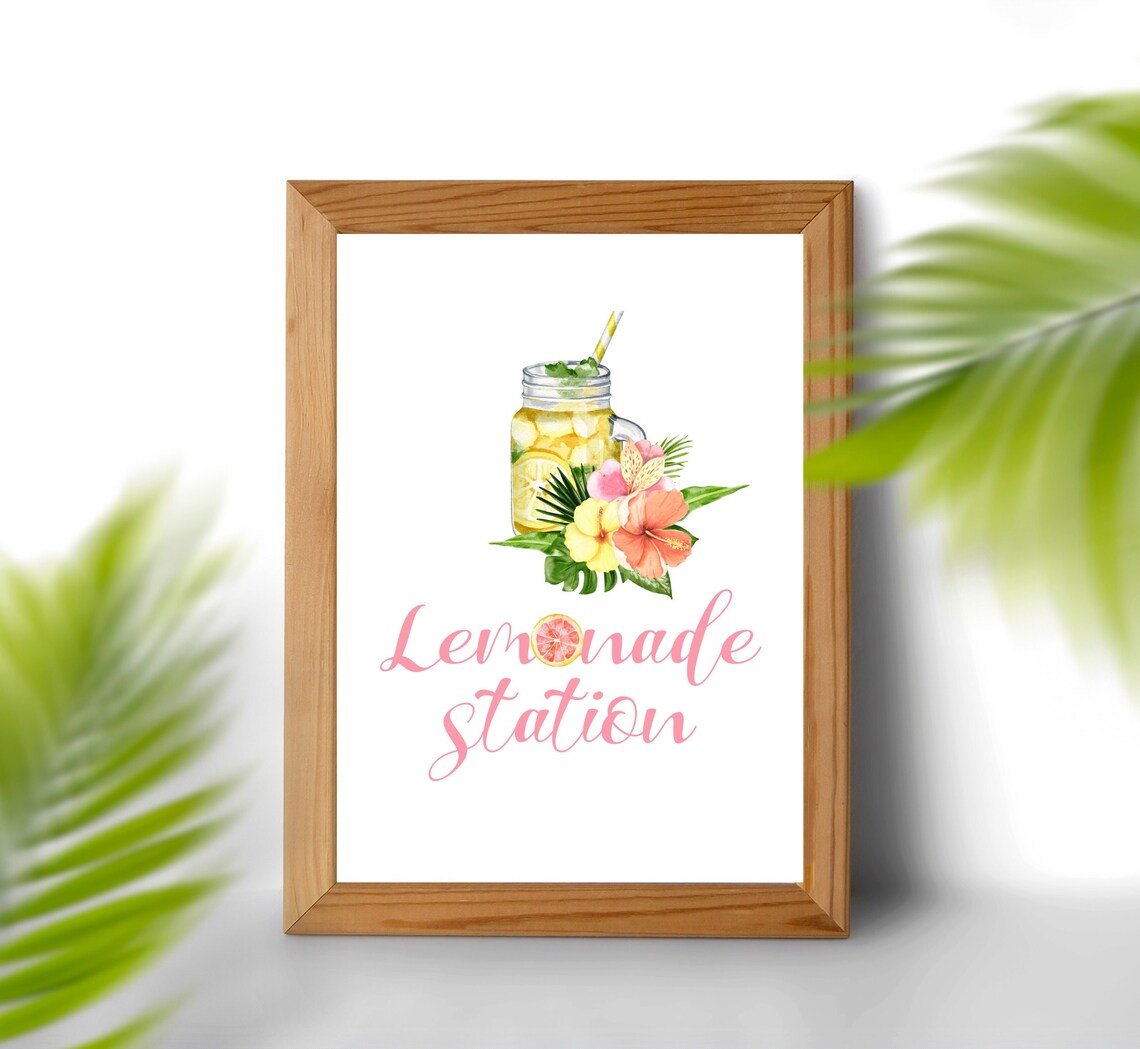 Lemonade Station Sign Lemon Citrus Drinks Table Printable - Etsy