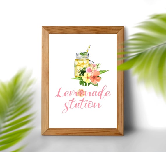 Lemonade Station Sign Lemon Citrus Drinks Table Printable - Etsy