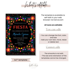 Spanish Fiesta Birthday Invitation, Mexican Floral and Confetti Theme ...