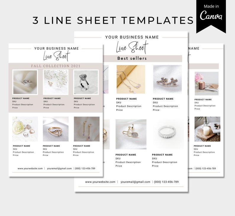Modern Line Sheet Template, Retail Product Sheet, Price List Template ...