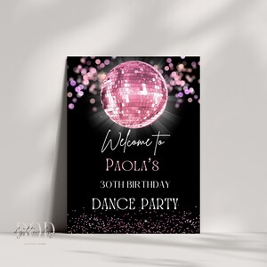 Disco Ball Welcome Sign, Custom Birthday Party Entrance Sign, Pink ...