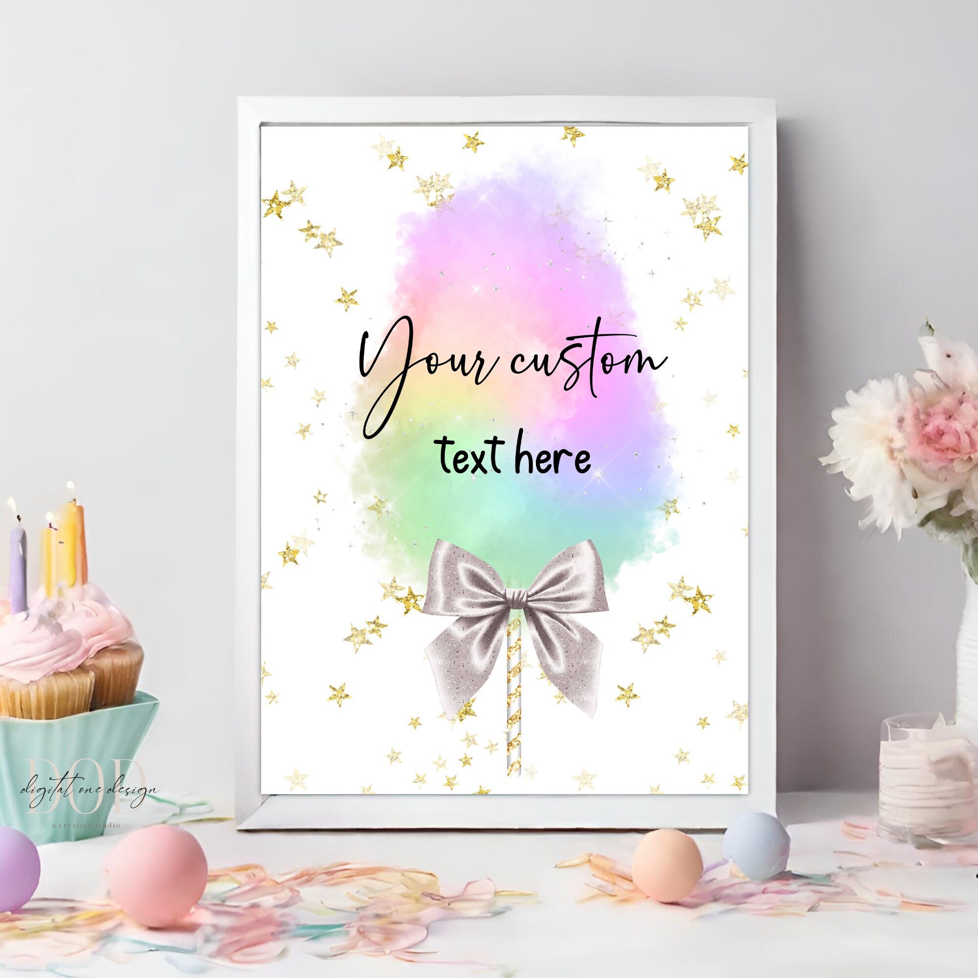Cotton Candy Custom Printable Sign, Cotton Candy Themed, Custom Text ...