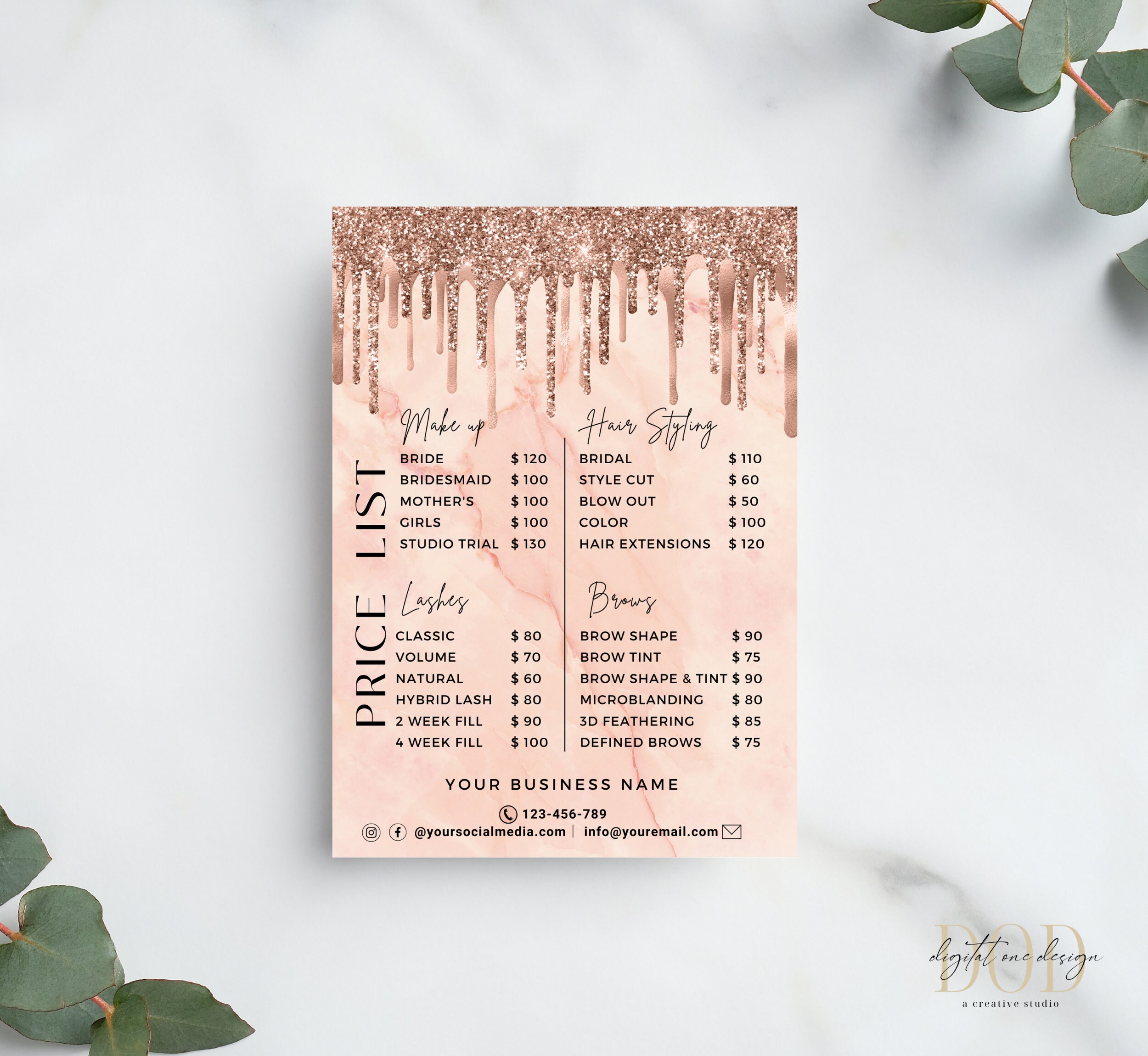 Beauty Price List Template Editable, Makeup Artist Price List, Pricing ...