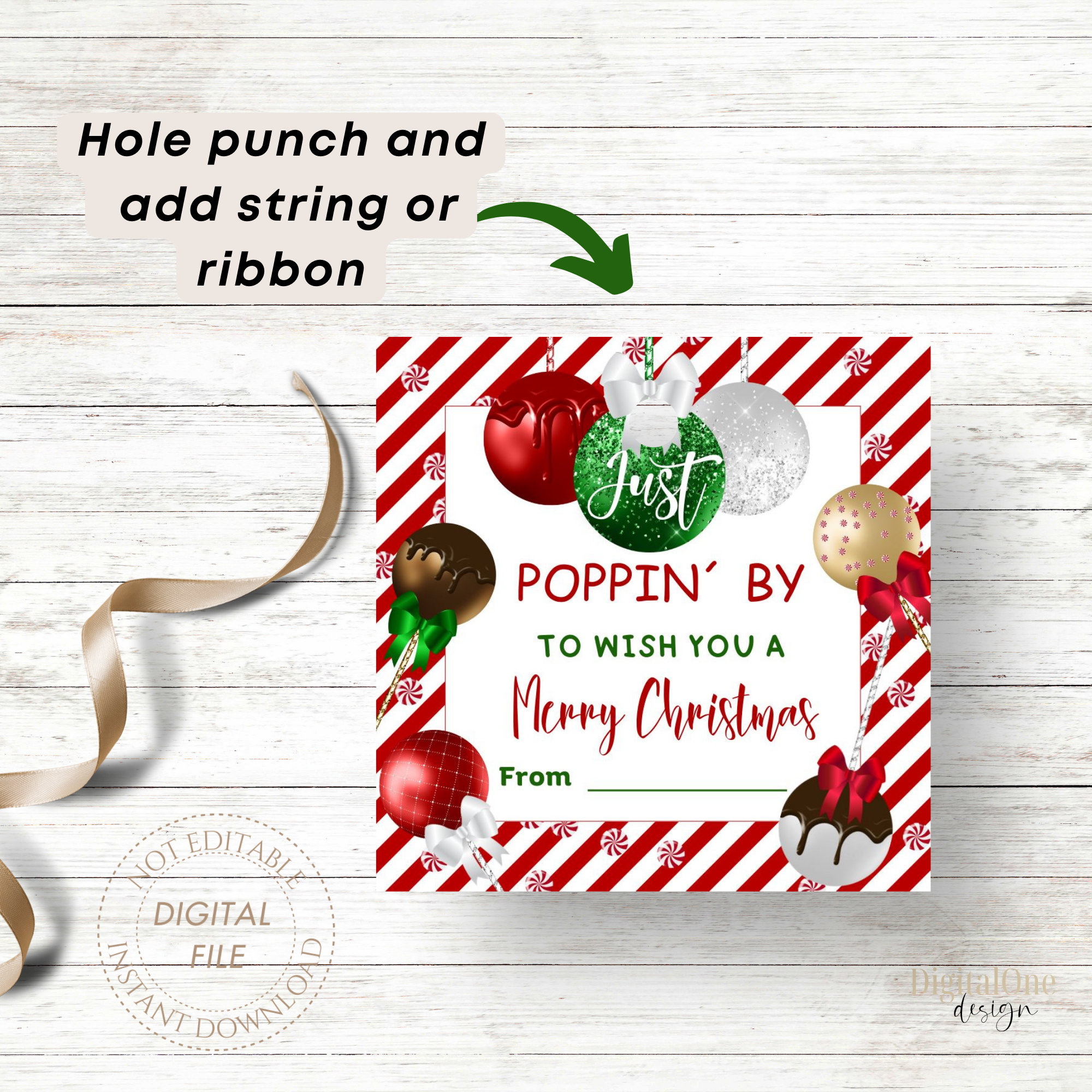 Poppin by to Wish You A Merry Christmas Cake Pops Gift Tag, Realtor Pop ...