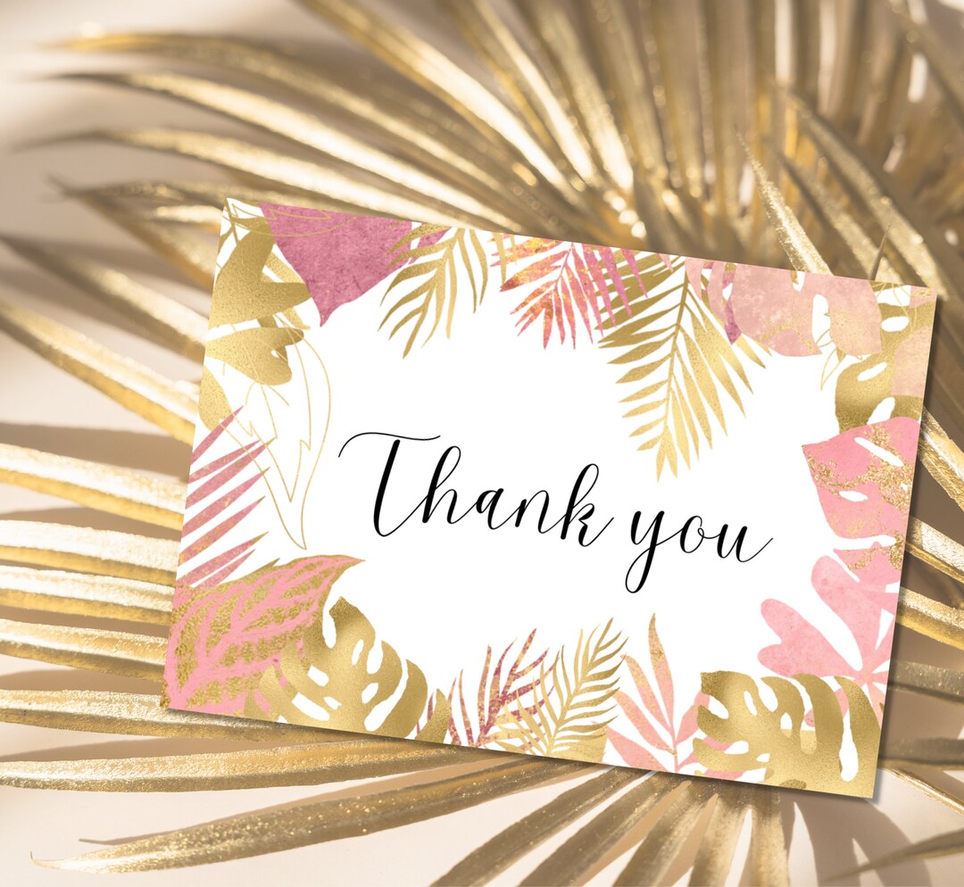 Printable Thank You Card, Tropical Thank You Cards, Digital Download ...