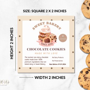 Editable Bakery Label Tamplete Homemade Cookies Label Custom - Etsy