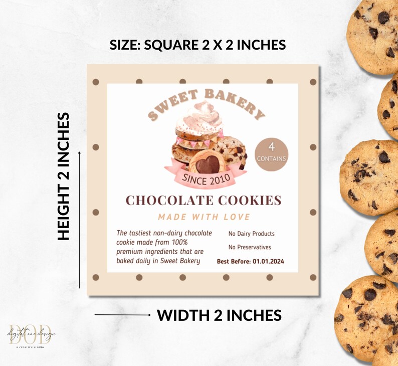 Editable Bakery Label Tamplete Homemade Cookies Label Custom - Etsy
