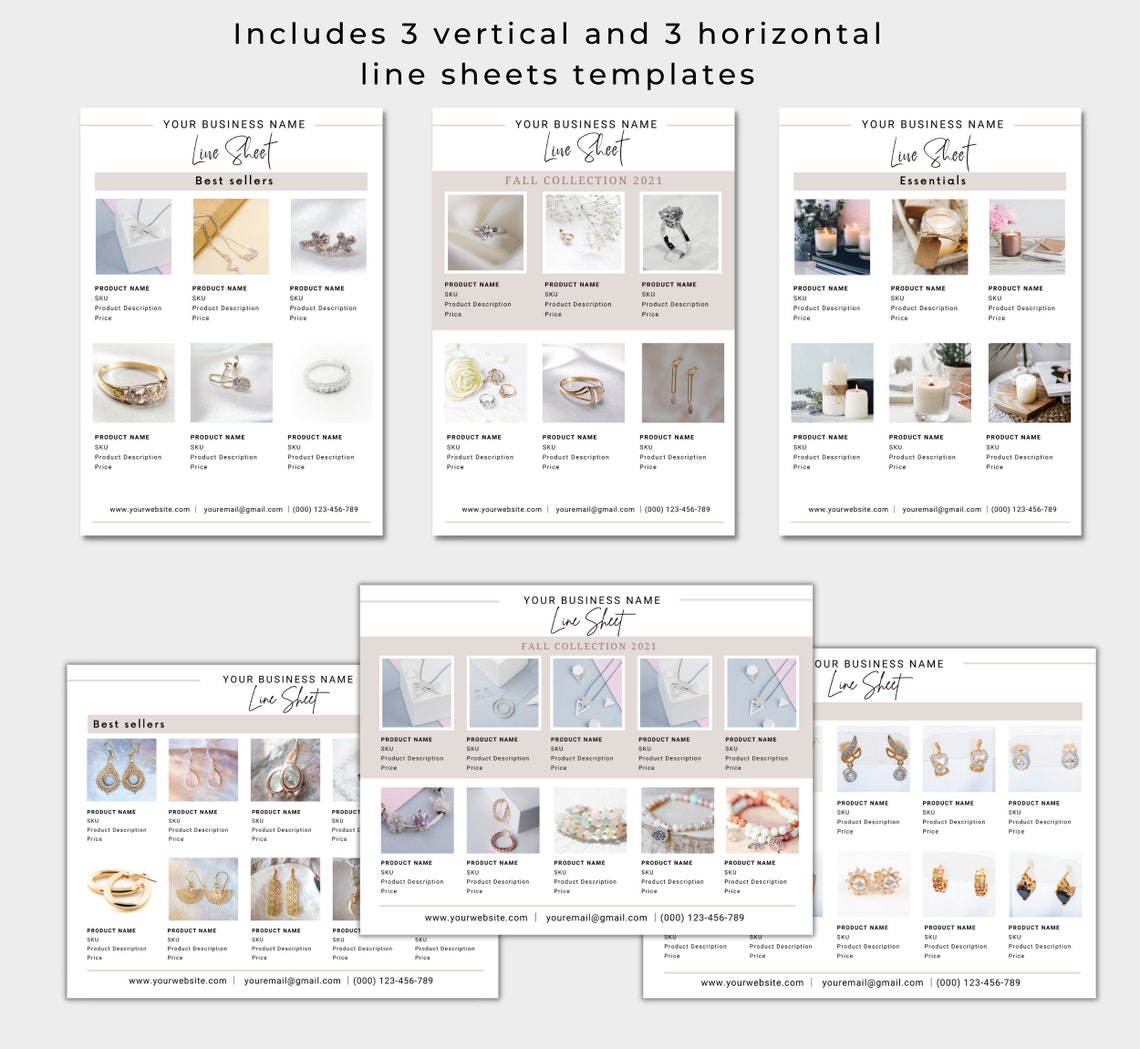 Modern Line Sheet Template, Retail Product Sheet, Price List Template ...