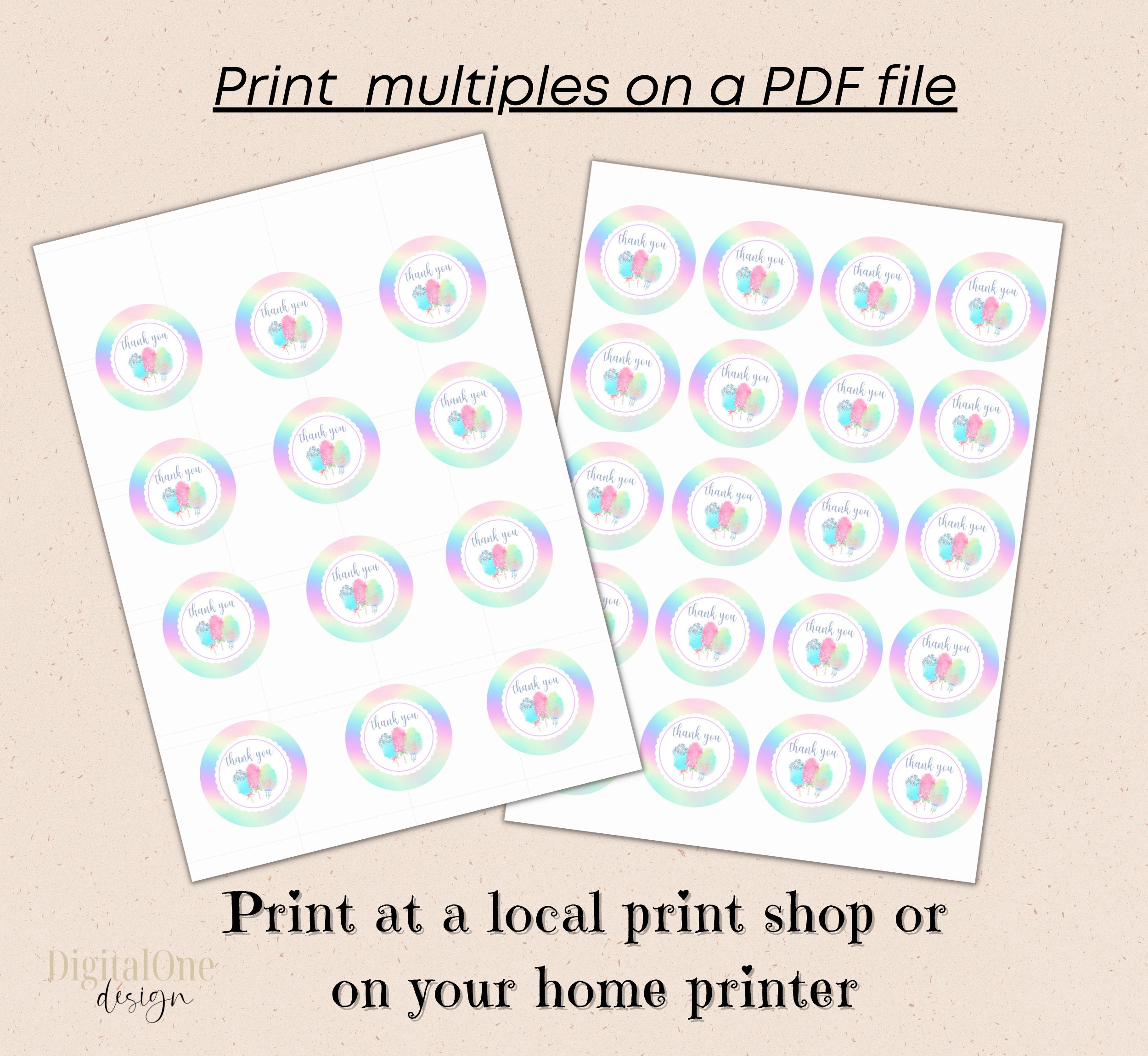 Cotton Candy Thank You Tag, Printable Cotton Candy Birthday Party ...