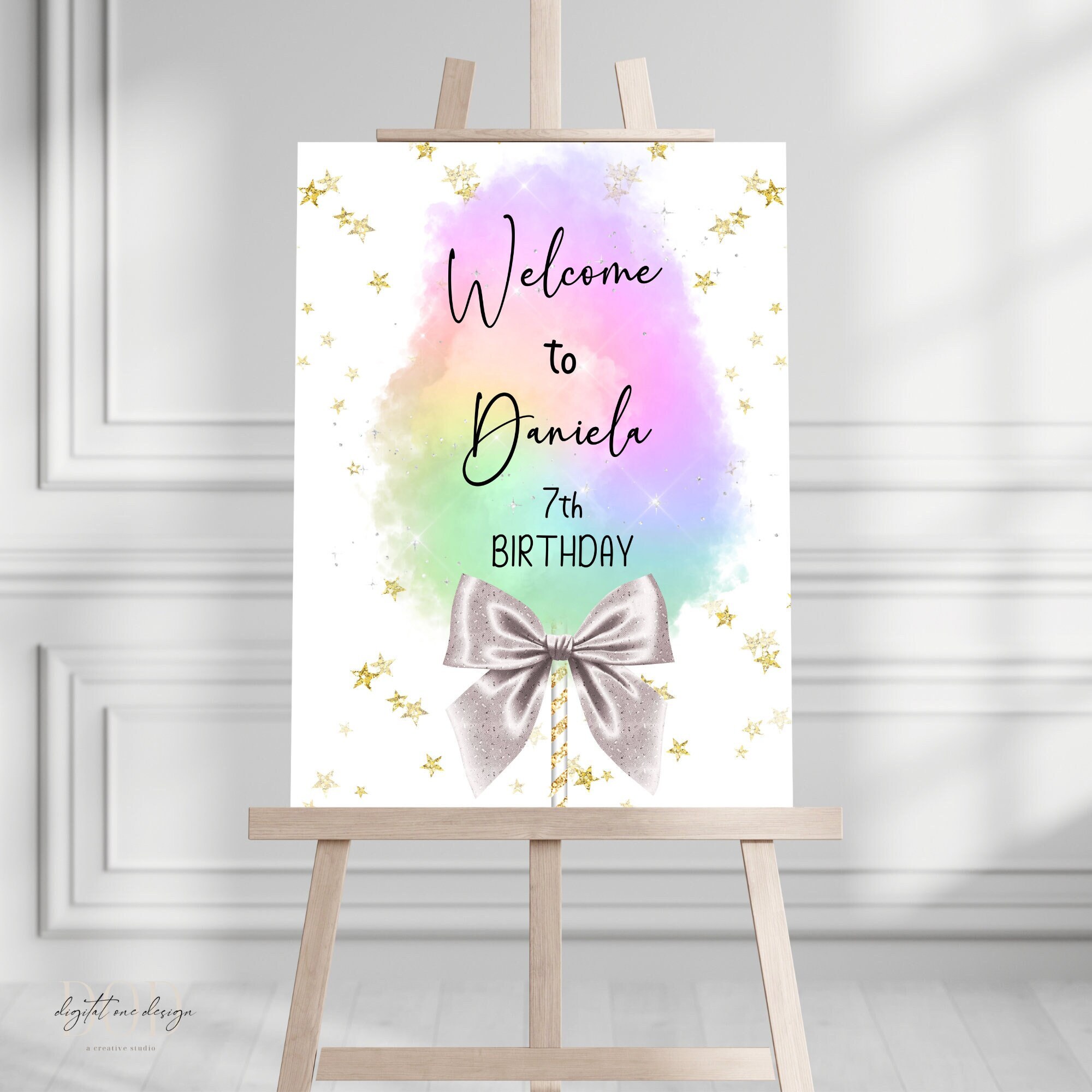 Editable Cotton Candy Welcome Sign Party, Welcome Birthday Sign, Sweet ...