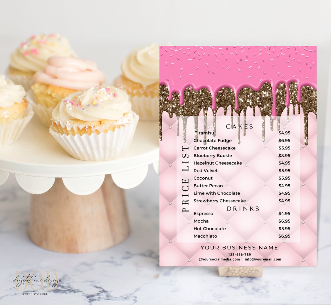 Bakery Sweet Cake Price List Template Editable Menu Coffee | Etsy
